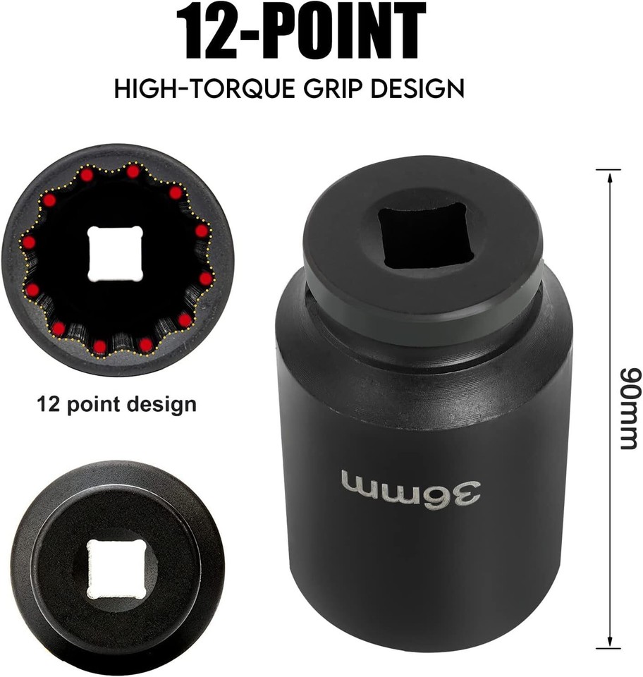 4pc 12 POINT 1/2" Dr Deep Spindle Axle Nut Socket Set METRIC 30mm 32mm ...