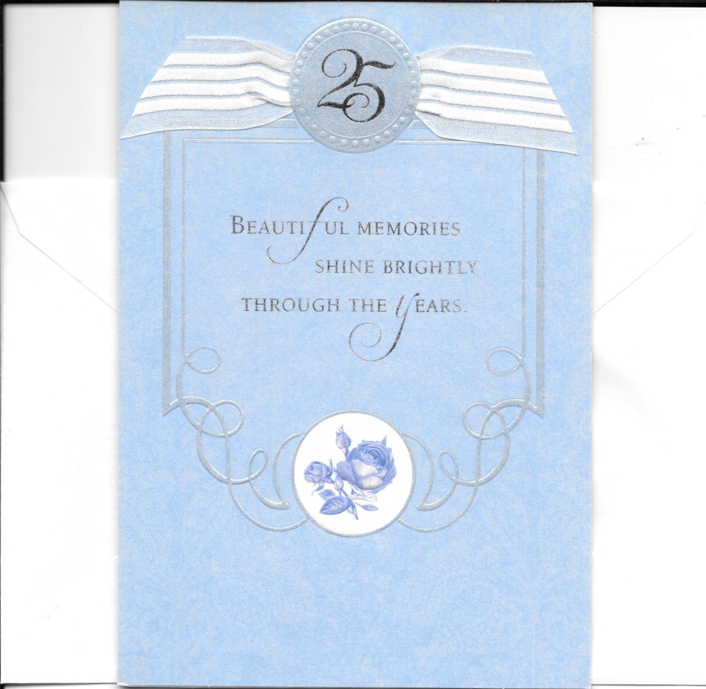 Happy 25 25th Twenty Fifth Blue Roses Silver Anniversary Hallmark ...