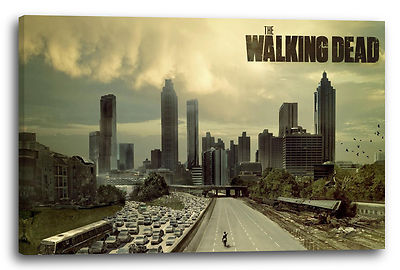 Lein-Wand-Bild: The Walking Dead Atlanta City Skyline (vier Größen ...