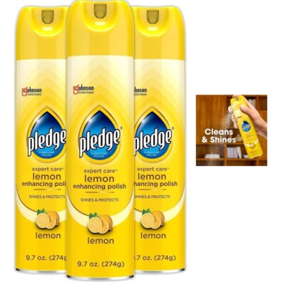 Pledge Furniture Polish Lemon Enhancing Aerozol Wood Spray Lemon Scent ...