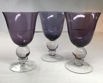 Lenox Holiday Gems Purple Glass Goblets, Lot Of 3, Vintage Lenox Gems ...