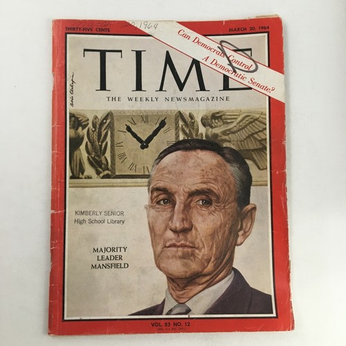 Time Magazine March 20 1964 Majority Leader Mike Mansfield No Label | eBay