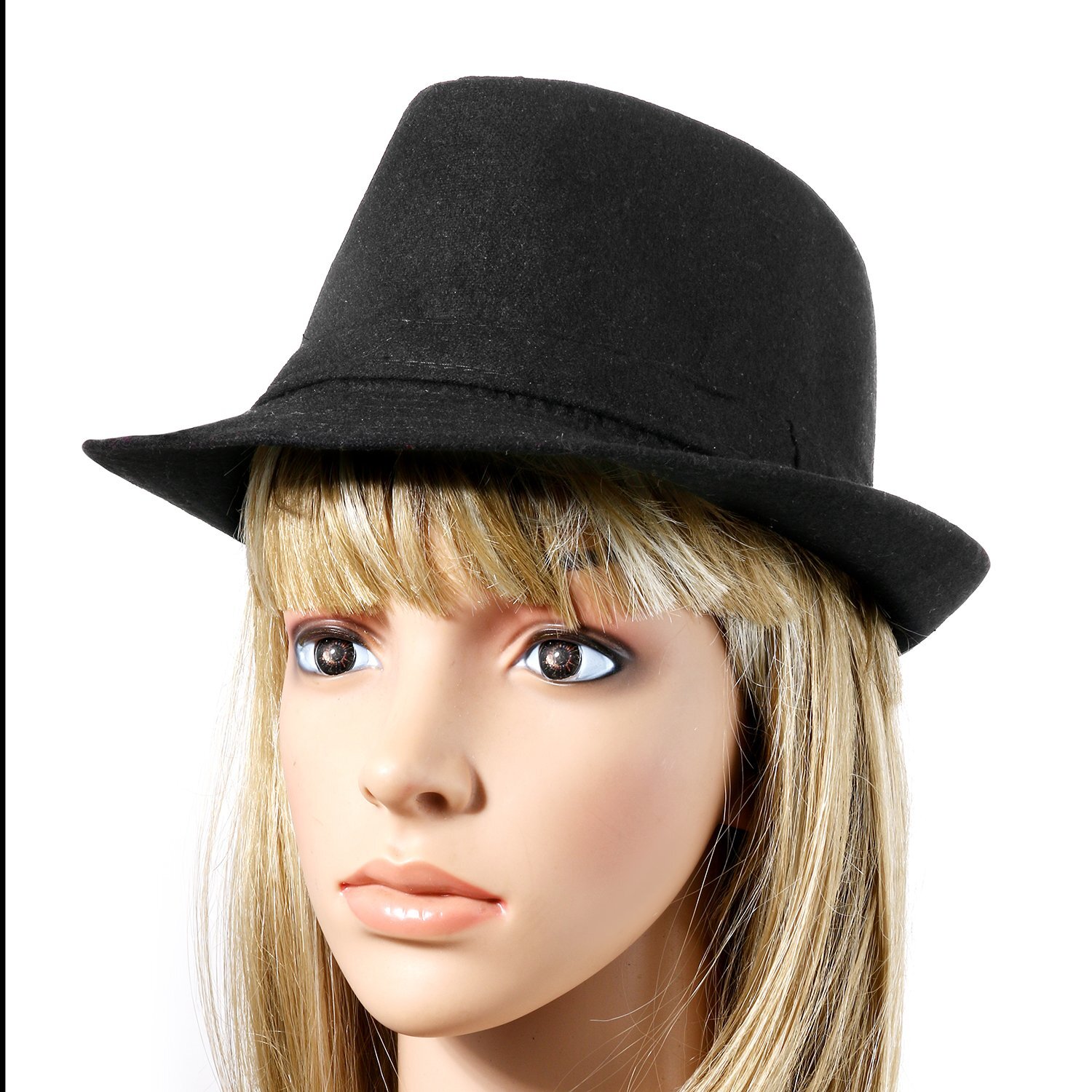 Men's Women's Classic Thick Short Brim Manhattan Gangster Trilby Cap ...