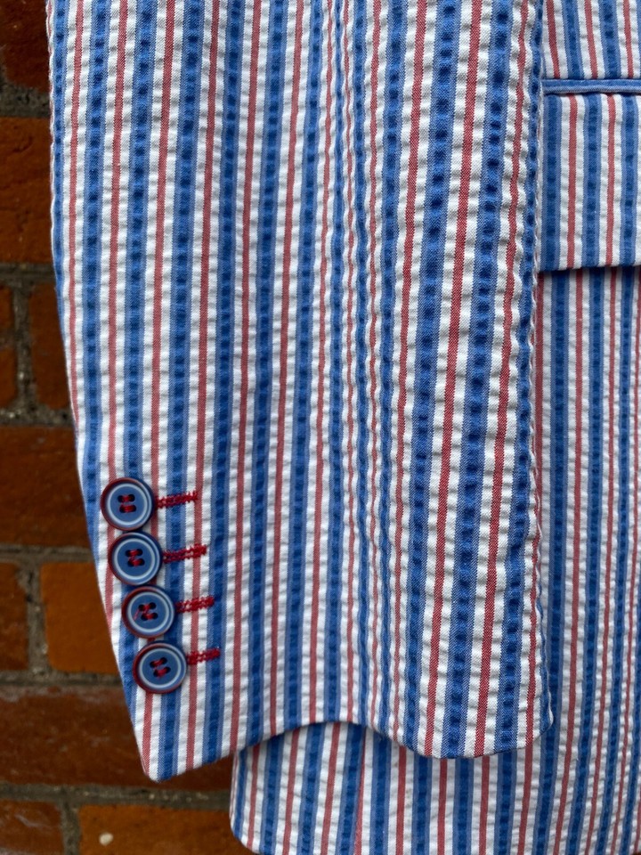 Mens Summer Searsucker Red Blue Striped Boating Jacket Blazer Many ...