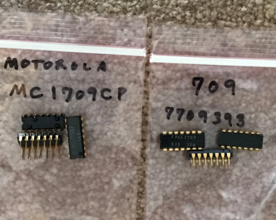 3ea MOTOROLA MC1709CP 3ea Fairchild 7709393 Gold Pin OP-AMP LM709 ...