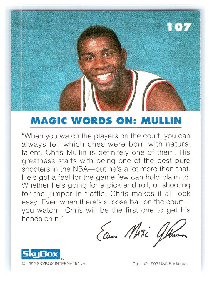 1992 SkyBox USA Basketball #107 Magic on Mullin USA | eBay