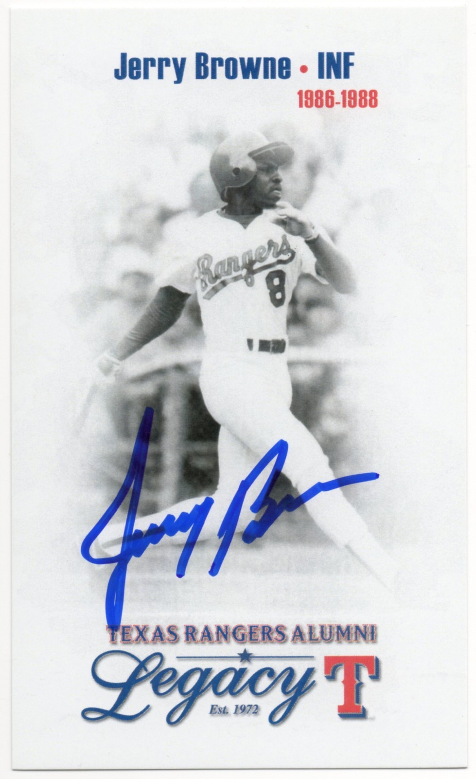 Texas Rangers Alumni Legacy *AUTOGRAPHED* Postcard Jerry Browne SGA | eBay