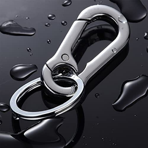 2 Pcs Keychain Clip Key Ring,Metal Medium Silver+black steel Single ...