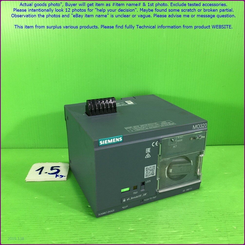 SIEMENS MO320 3VA9467-0HA20, Motor Operator as photo, sn:0019. | eBay