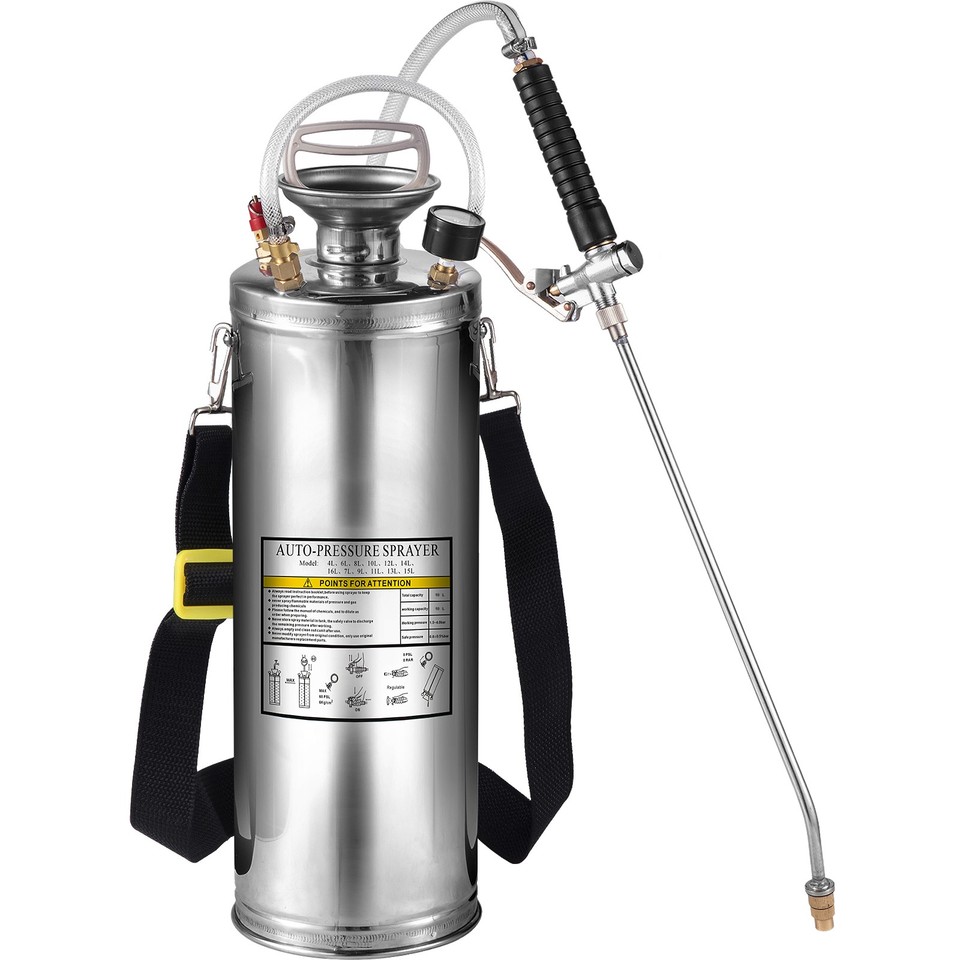 10L Stainless Steel Sprayer w/3' Hose for Pesticide Clean and ...