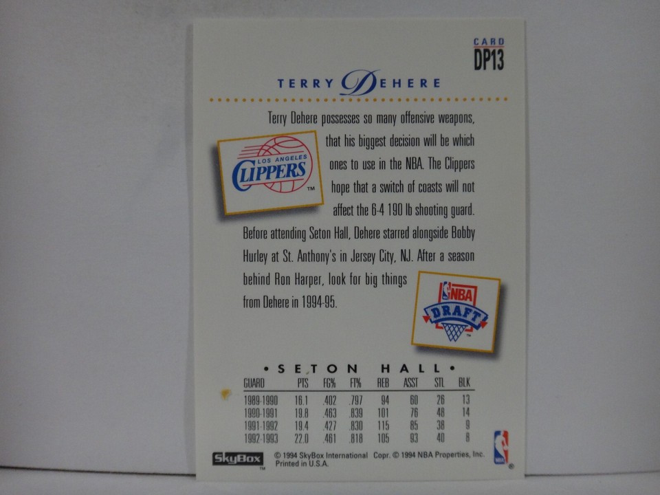 1993-94 Skybox Premium Draft Picks Terry Dehere #DP13 Rookie RC | eBay