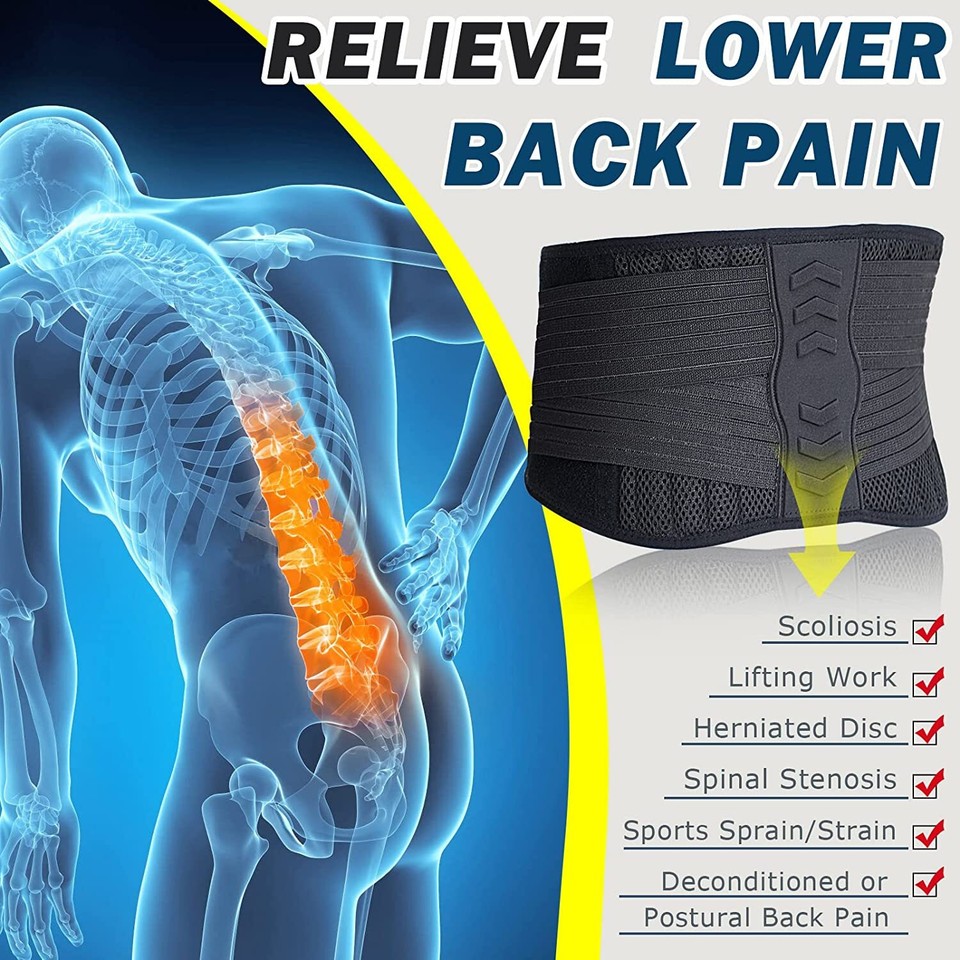 Lower Back Pain Brace Lumbar Support Waist Belt Scoliosis Wrap Support ...