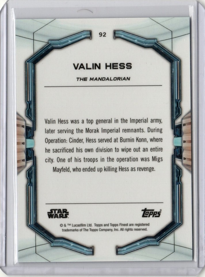 2022 Topps Finest Star Wars Valin Hess Blue Refractor /150 #92 | eBay