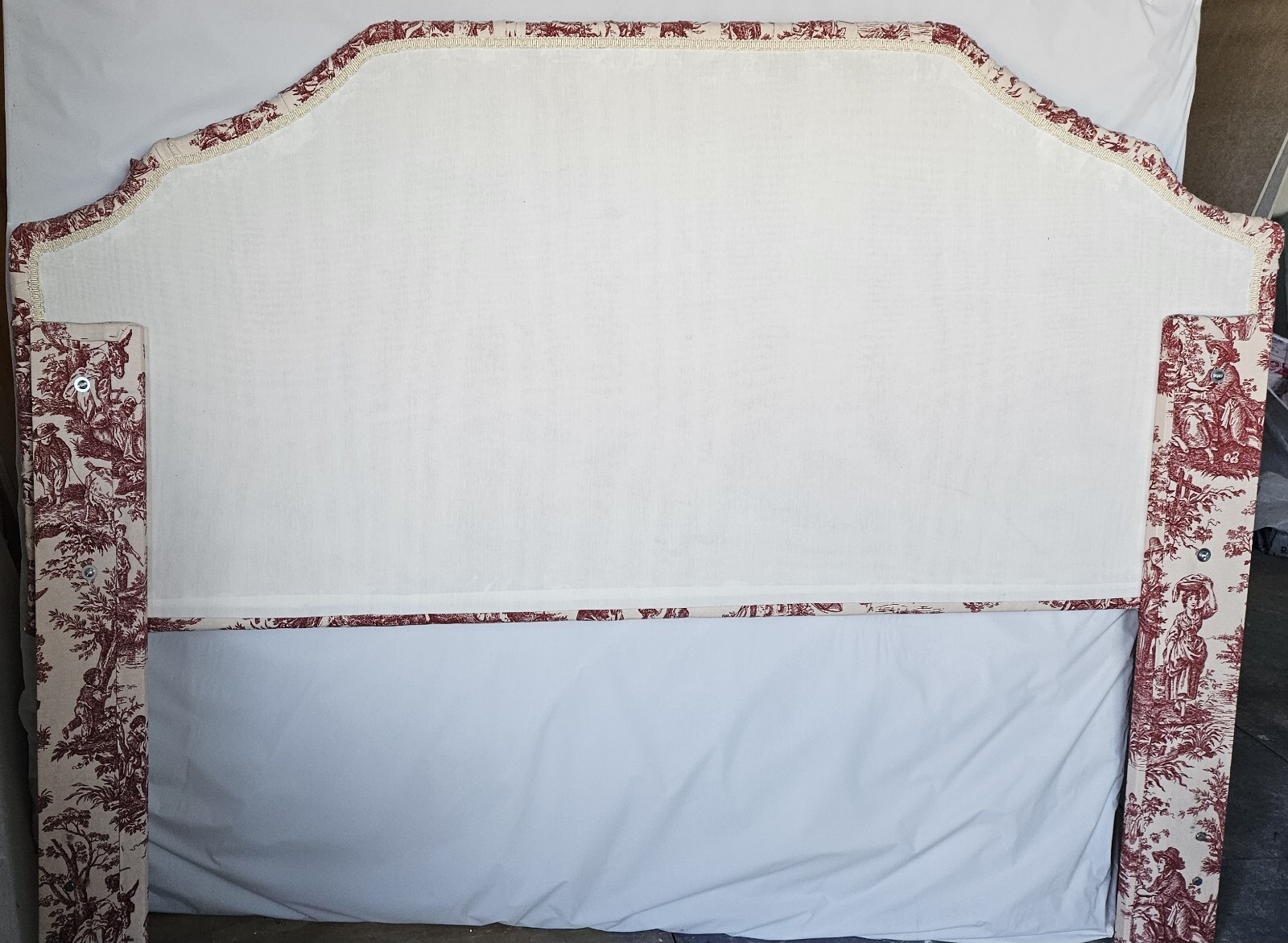 Upholstery Queen Headboard Red And Beige Toile Rustic European | eBay