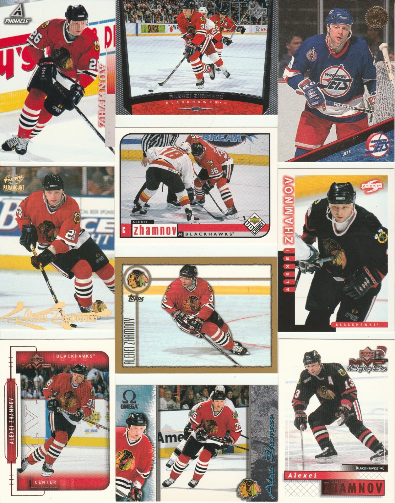 🏒 Huge 35 + different ALEXEI ZHAMNOV cards lot 2 RC 1993- 2004 Jets ...