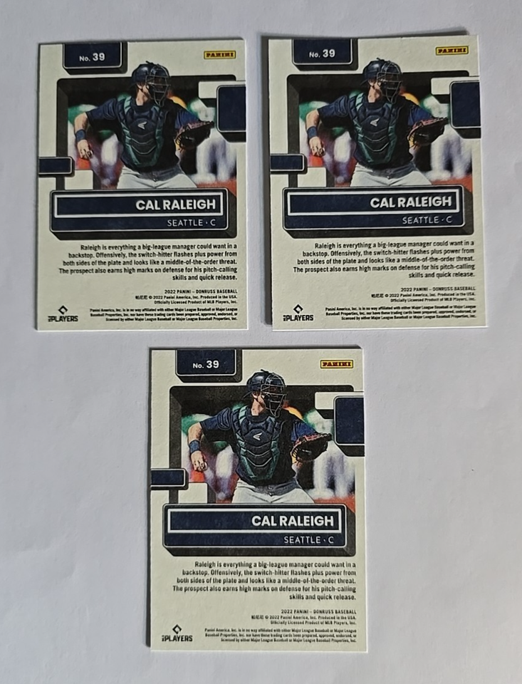 2022 Donruss Cal Raleigh Blue Foil Rated Rookie + Three Blue Stars ...