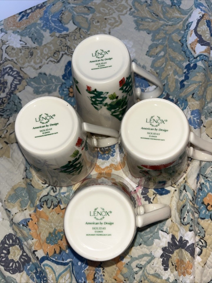4 Lenox Americican By Design Tea Coffee Cups Holiday Christmas Mug ...