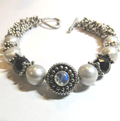 Fine Quality Handmade Sterling Silver Moonstone Pearl Toggle Clasp ...