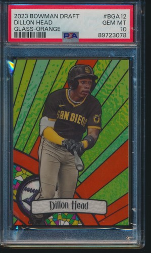 PSA 10 DILLON HEAD 2023 Bowman Chrome GLASS ORANGE REFRACTOR/25 RC GEM ...