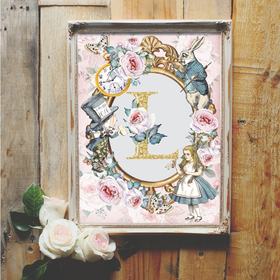 Alice in Wonderland Initial Print, Letter Print, Nursery Wall Art, A4 ...