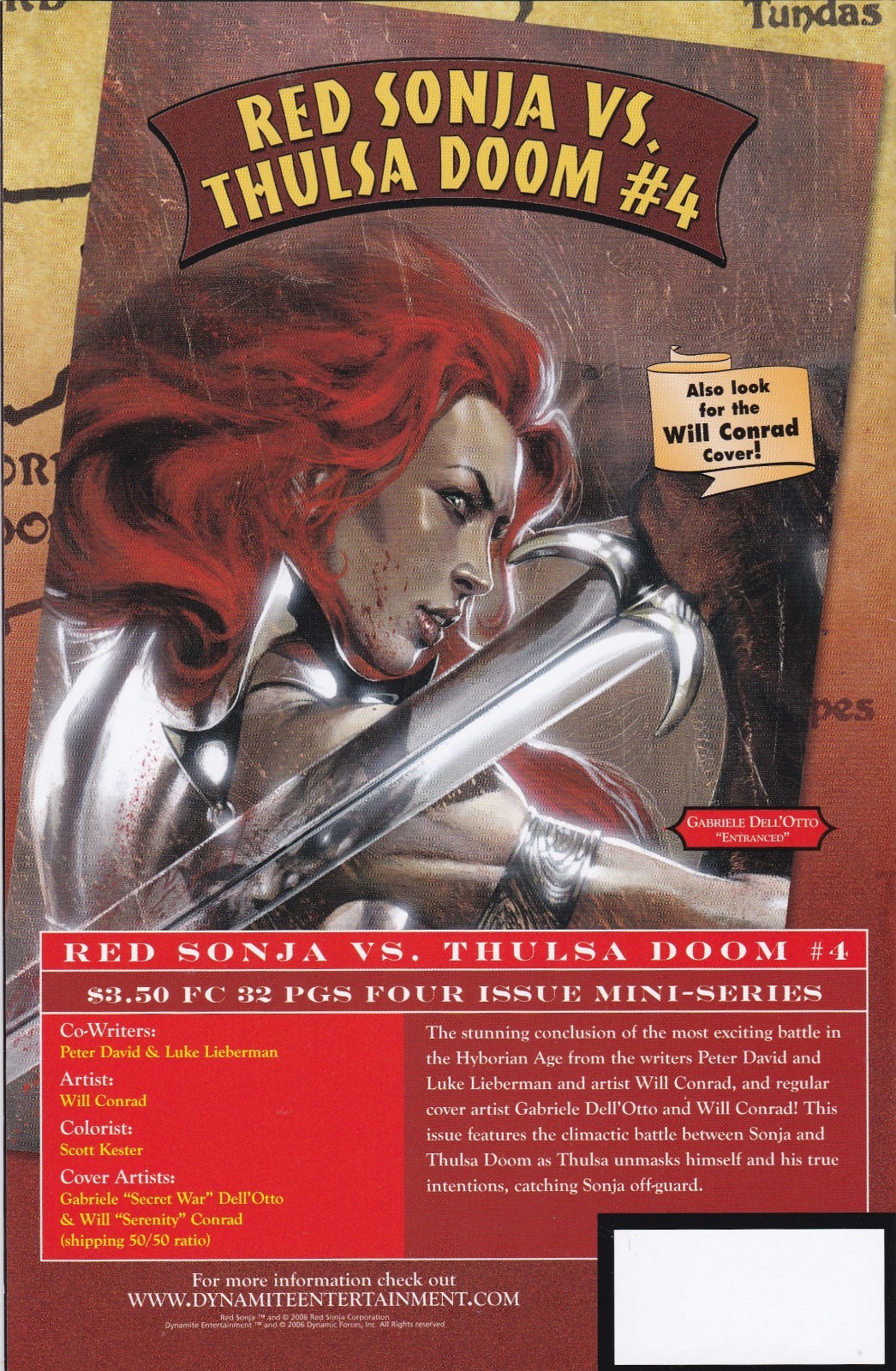 Red Sonja Vs. Thulsa Doom #3 VF/NM Virgin Cover Variant 2006 | eBay