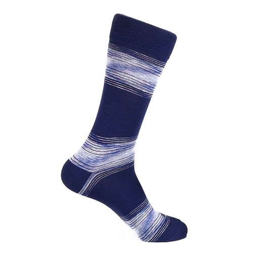 Steven Land Navy Multi Linear Waves Printed Pattern Men's Socks | eBay