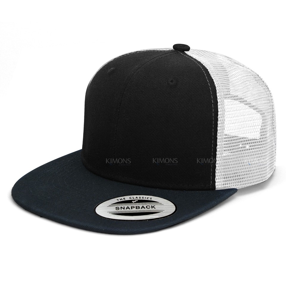Premium Snapback Hat Flat Bill Baseball Cap Trucker Solid Blank ...