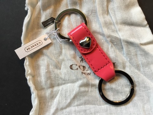 NWT Coach Hot Pink Liquid Gloss Patent Leather Valet Key Chain Fob ...