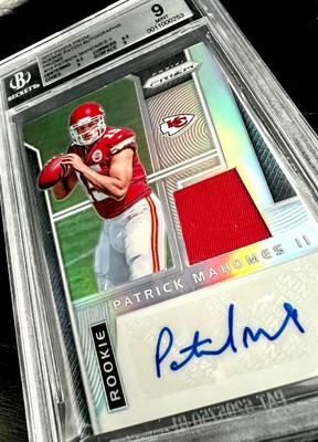 2017 Panini Prizm PATRICK MAHOMES RPA RC Rookie PATCH AUTO 10 BGS 9 #18 ...