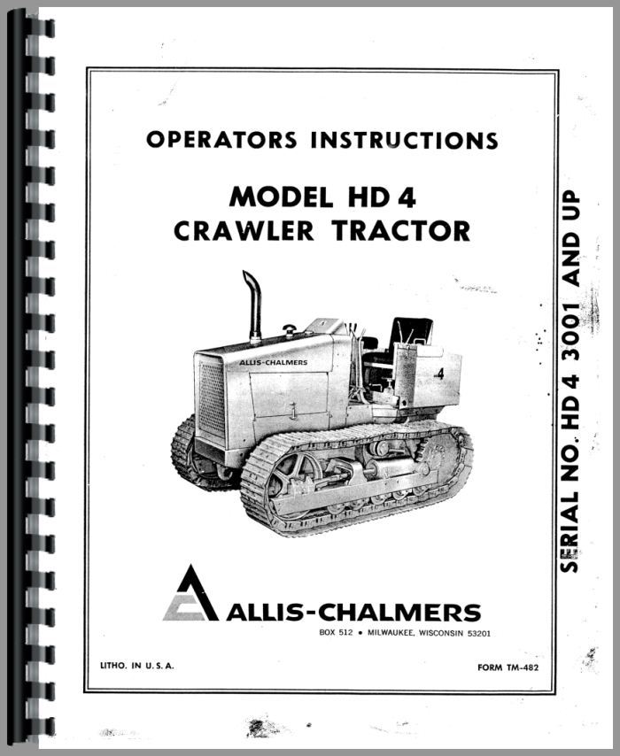 Allis Chalmers HD4 Crawler Operators Manual (SN# 3001 & Up) | eBay