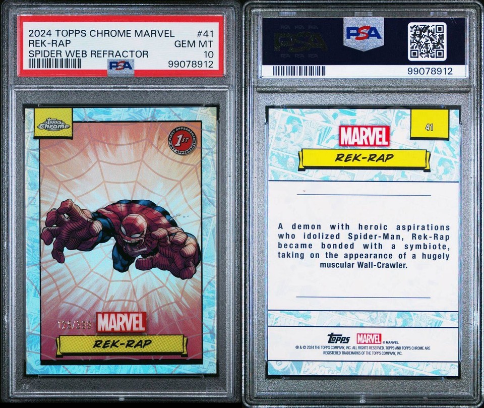 2024 Topps Chrome Marvel Rek-Rap PSA 10 Spider Web 125/399 #41 *POP 1 ...
