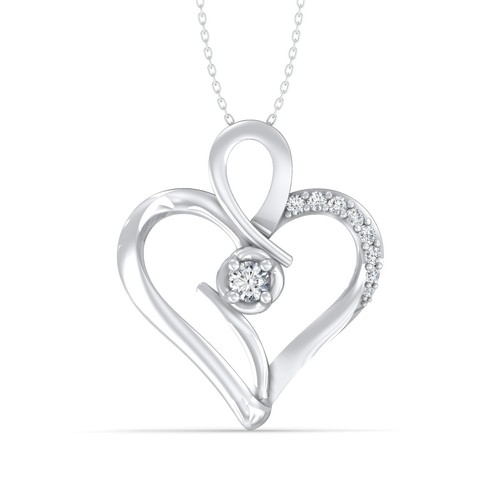 Sterling Silver Gold Lab Grown Diamond Heart & Infinity Necklace 18 ...