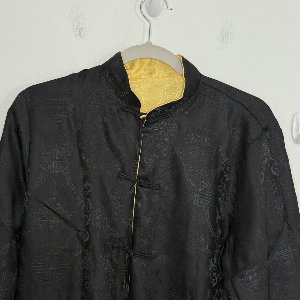 Men Traditional Chinese Tang Suit Jacket M Black Kung Fu Martial Arts ...
