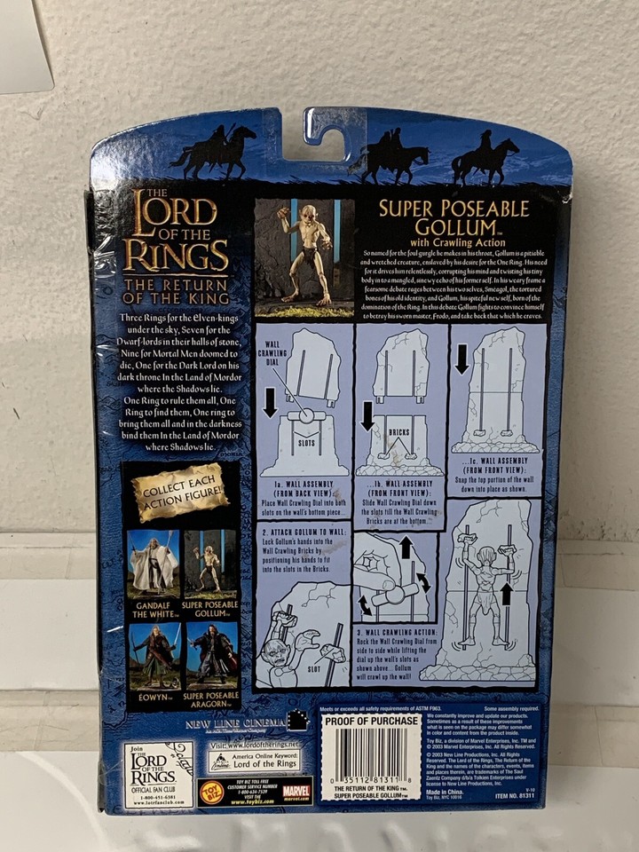 SUPER POSEABLE GOLLUM LORD OF RINGS CRAWLING ACTION FIGURE FIGURINE ...