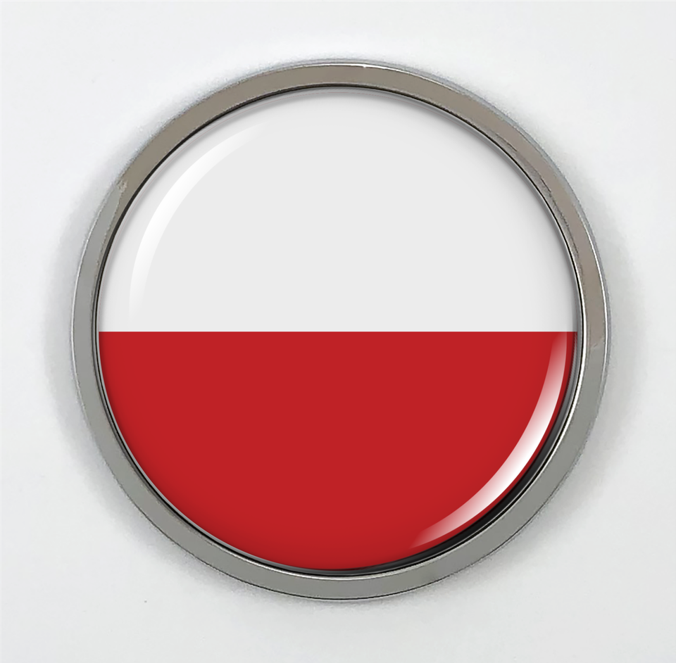 Emblem Car Sticker Chrome ROUND Bezel - Poland Flag | eBay