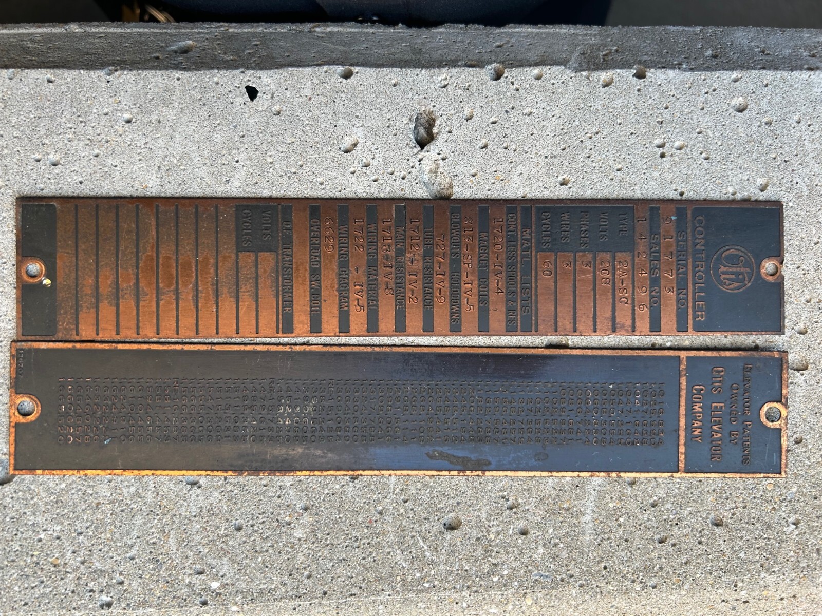 Antique Otis Elevator data tags | eBay