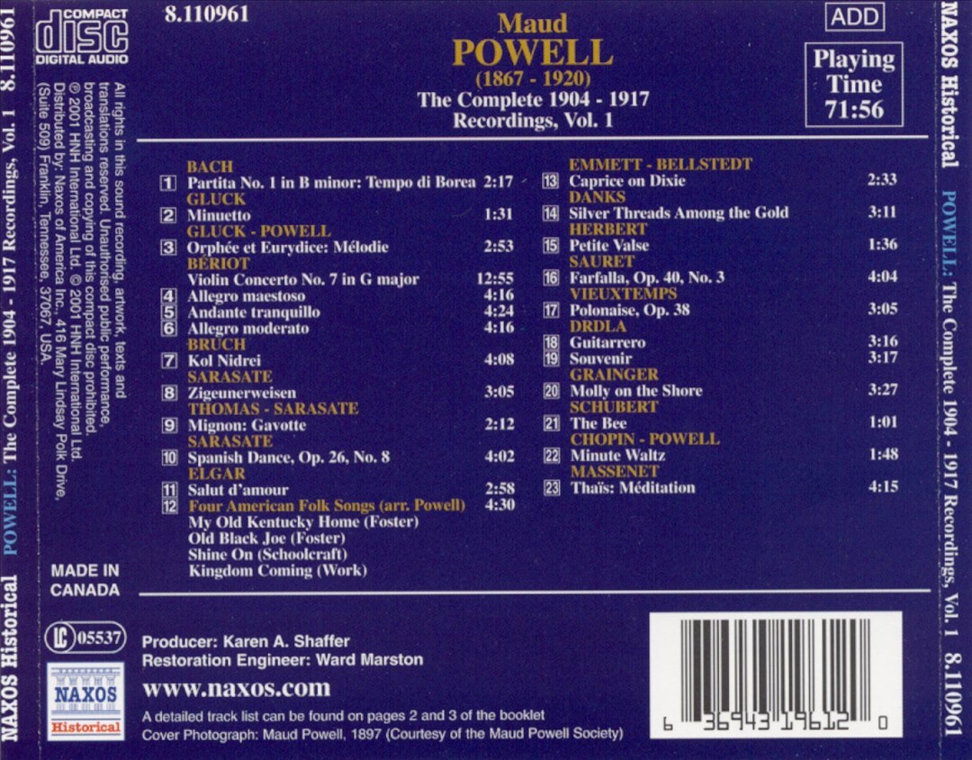 MAUD POWELL COMPLETE RECORDINGS 1904-17, VOL. 1 NEW CD | eBay