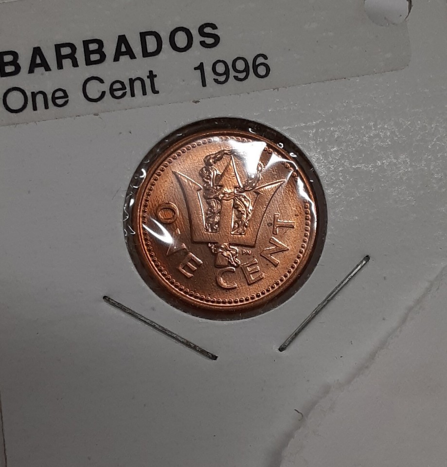 1996 Barbados One Cent Trident Reverse BU Copper Plated Zinc Coin | eBay