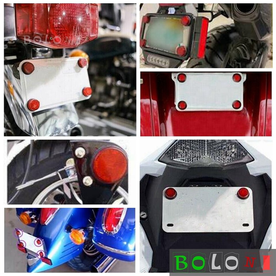 2PCS Red Plastic License Plate Round Reflector Self Adhesive Stick On ...