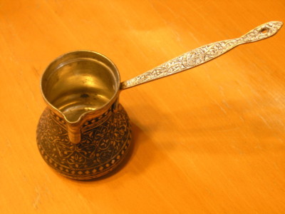 Vintage Ottoman Handled Turkish Coffee Pot Engraved Tinned Copper ...
