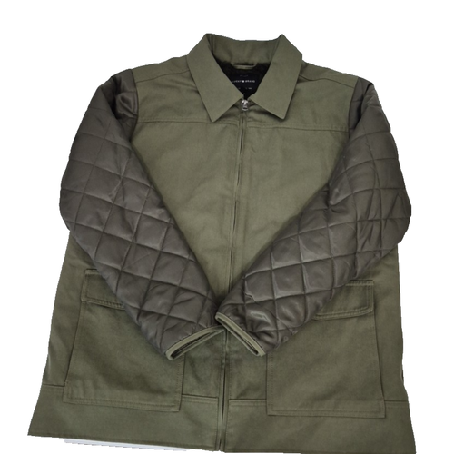 Lucky Brand Jacket Womens Large Olive Green Quilted Faux Fur Lined ...