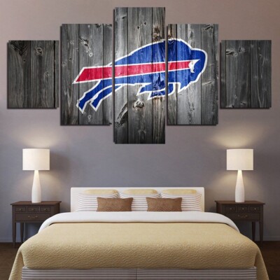 Buffalo Bills NFL Football Wooden Rustic Logo 5 Piece Panel Canvas Wall ...