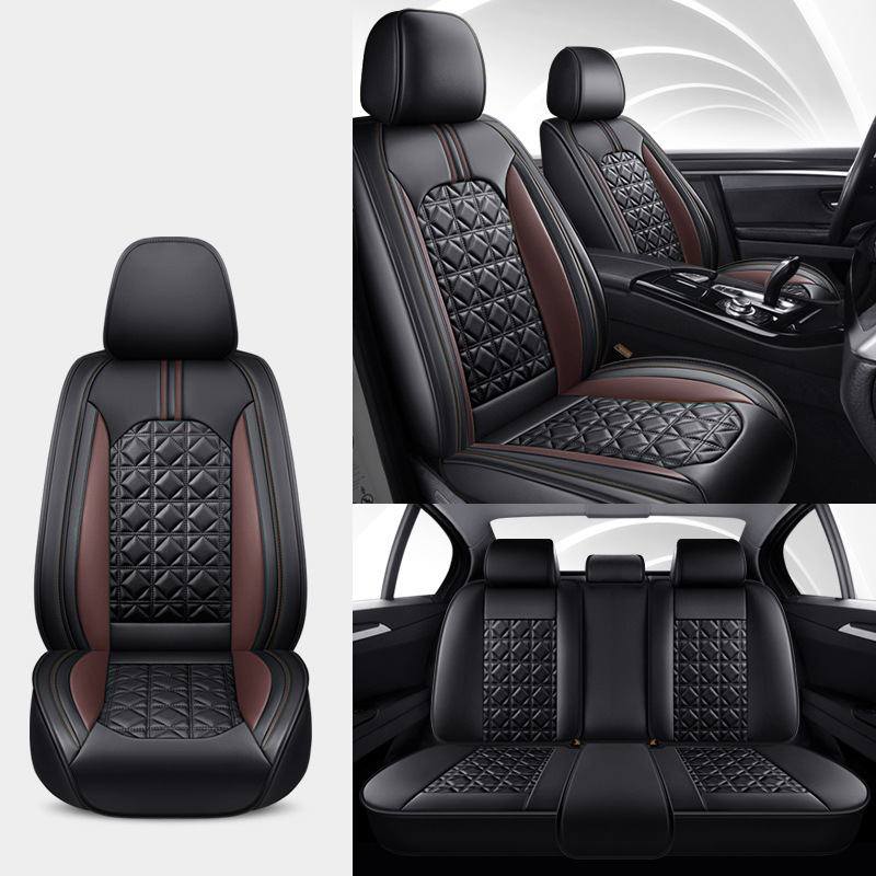 Leather Car Seat Covers 5 Seats 2 Front Seat Cover Rear Full Set Pads ...