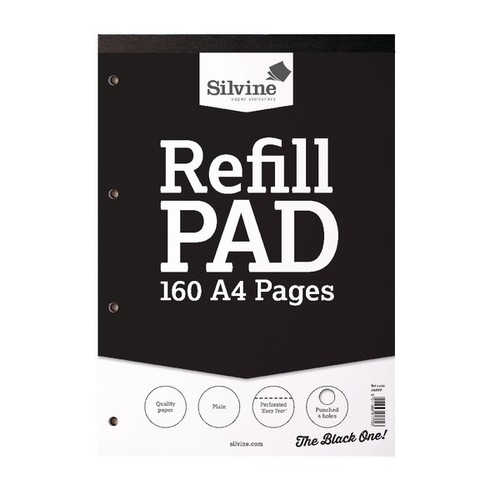 Silvine A4 Refill Pad Plain 160 Pages Black Pack 6 5011566417701 | eBay UK