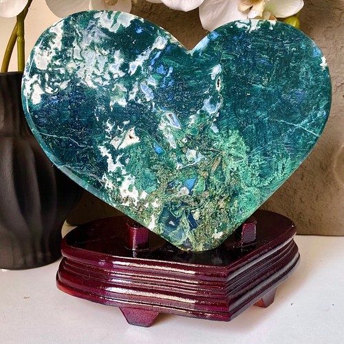 5.33LB Natural green aquatic plant heart-shaped crystal specimen | eBay
