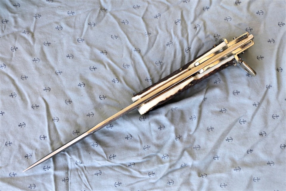 N.O.S Vintage Hubertus Pig Sticker folding Bowie Knife Germany -Manual ...