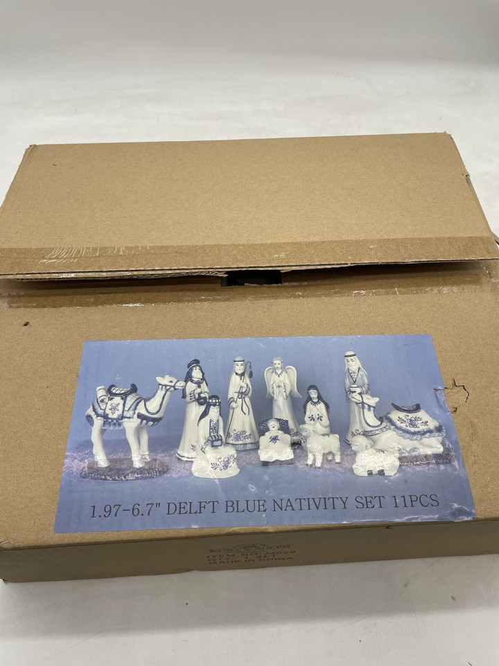 Kurt Adler Porcelain Baby Jesus Christmas Nativity 11-Piece Set Delft ...