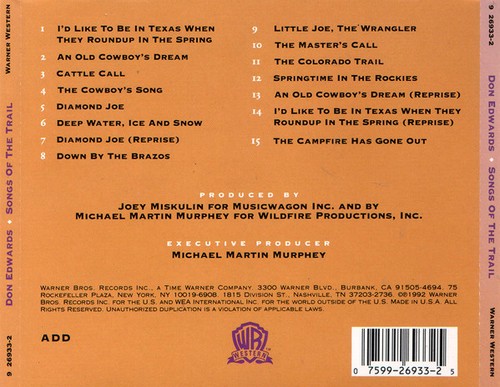 Don Edwards - Songs of the Trail (CD, Album) (Very Good Plus (VG+ ...