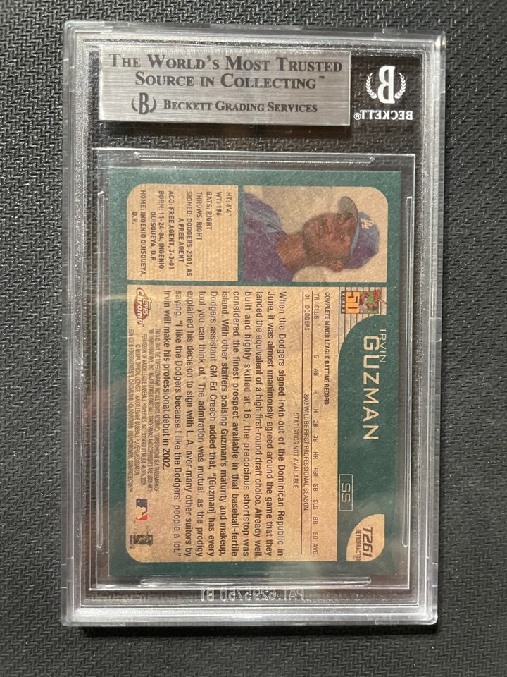 2001 Topps Chrome Traded Retrofractor T261 Irvin Guzman Rookie BGS 9 ...