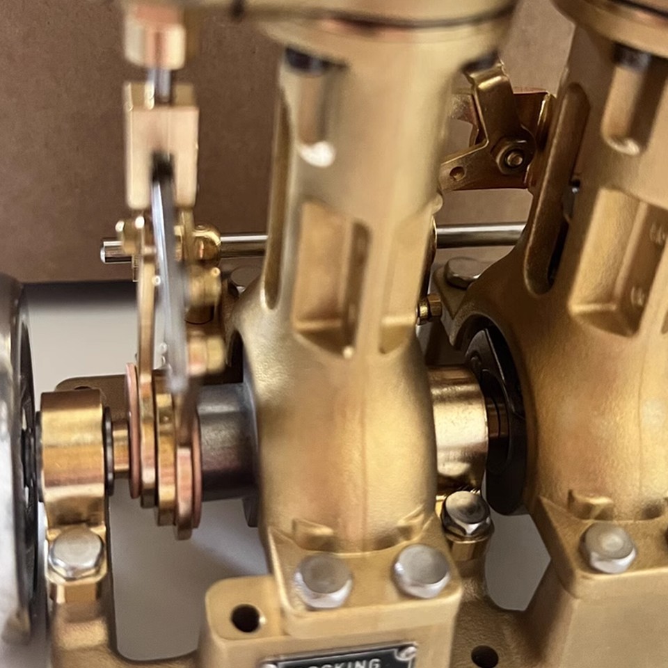 Powerful L2 Retro Steam Engine Model Dual Cylinders Die-cast Brass ...